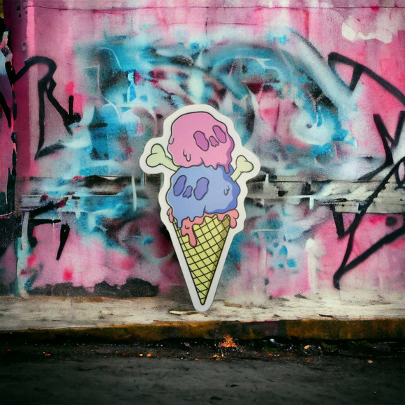 Design | Pink Blue Skull Bones Ice Cream Spooky Pastel Goth Cute Creepy ...